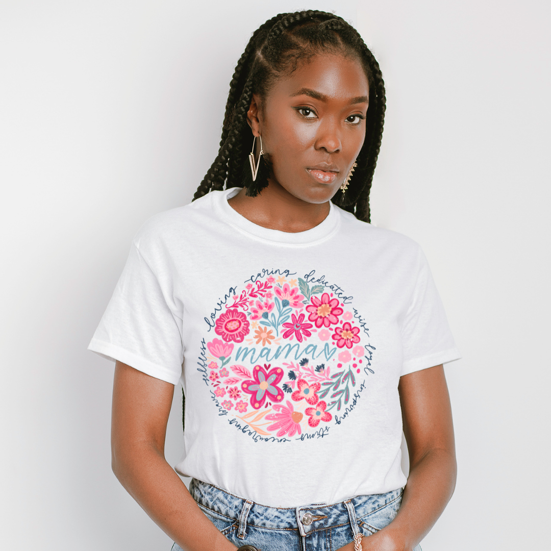 Pink Floral MAMA DTF Transfer – Polylush