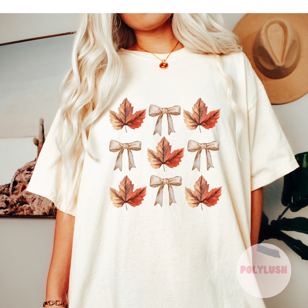 Fall Leaves And Bows DTF Transfer – Polylush