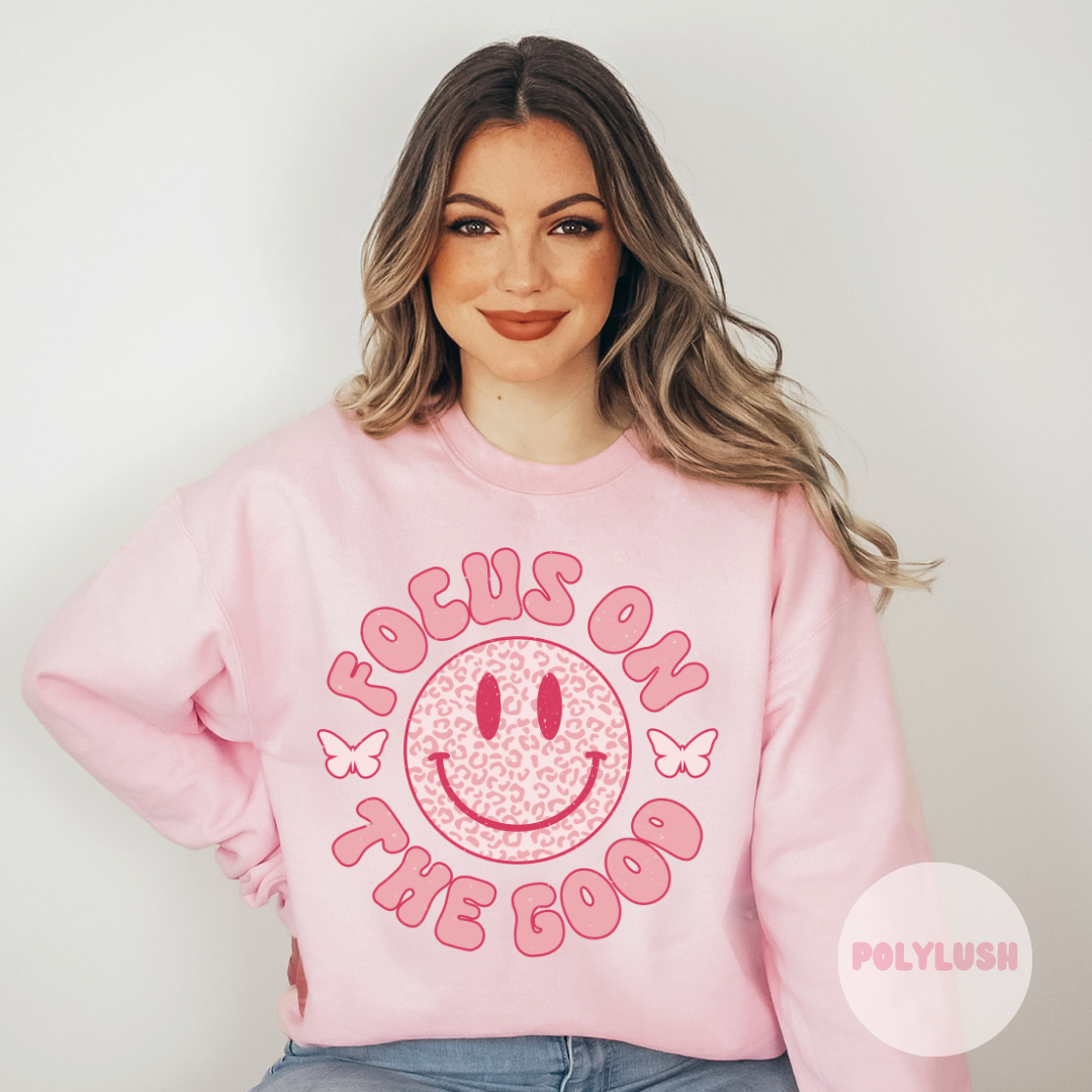 Focus On The Good Cheetah Print Smiley Face DTF Transfer – Polylush